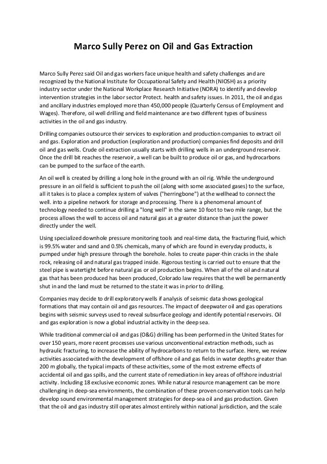 Marco sully perez on oil and gas extraction | PDF