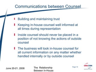 The Relationship Between In-House and Outside Counsel | PPT