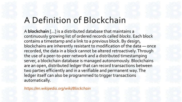 Blockchain - definition, benefits, issues | PPT