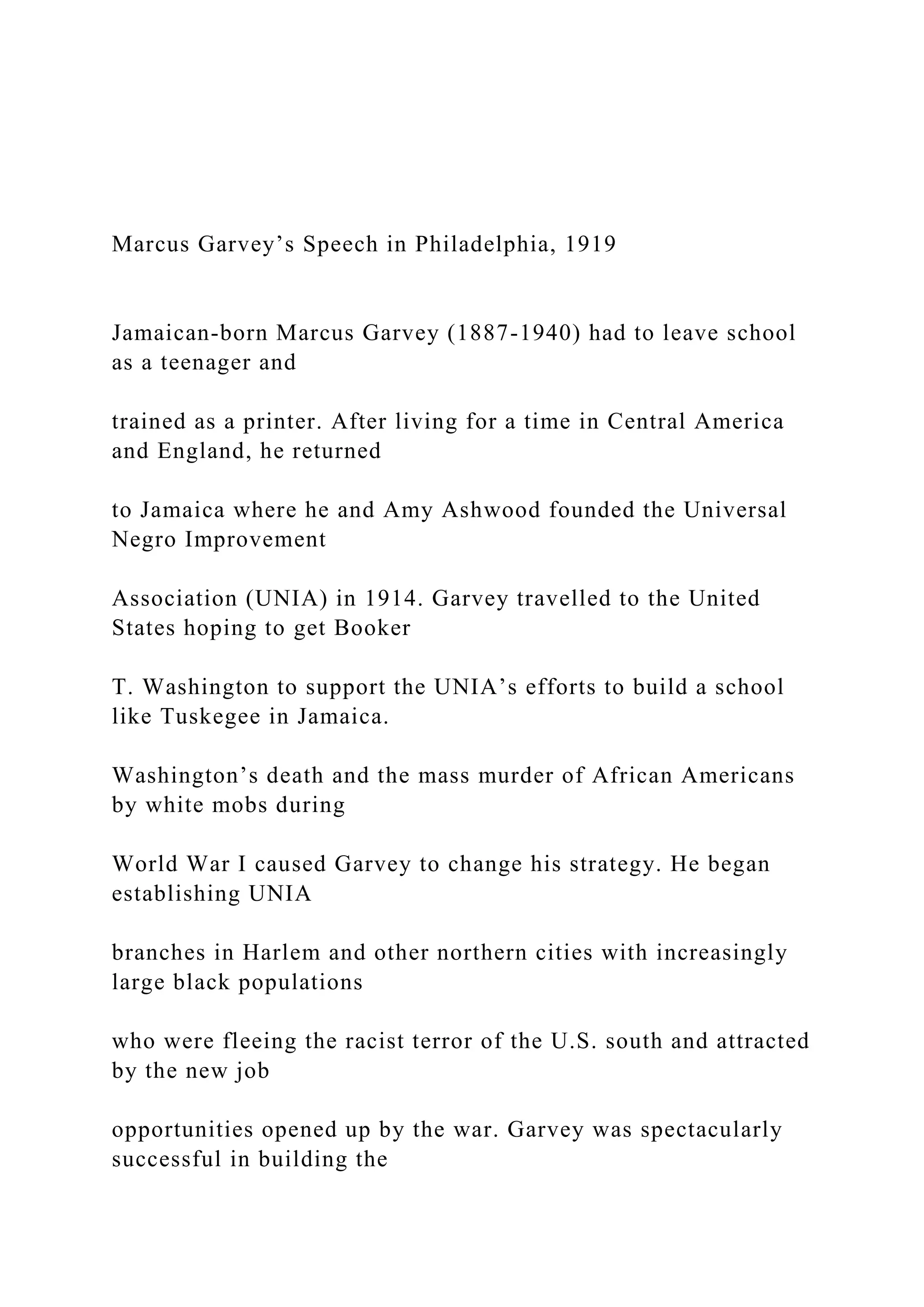 Marcus Garvey’s Speech in Philadelphia, 1919 Jamaican-bo.docx
