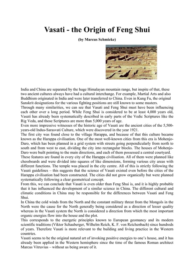 Marcus Schmieke - Vasati - The Origin of Feng Shui 1p | PDF