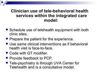 The Role of Telebehavioral Health Services in an Integrated Behavioral ...