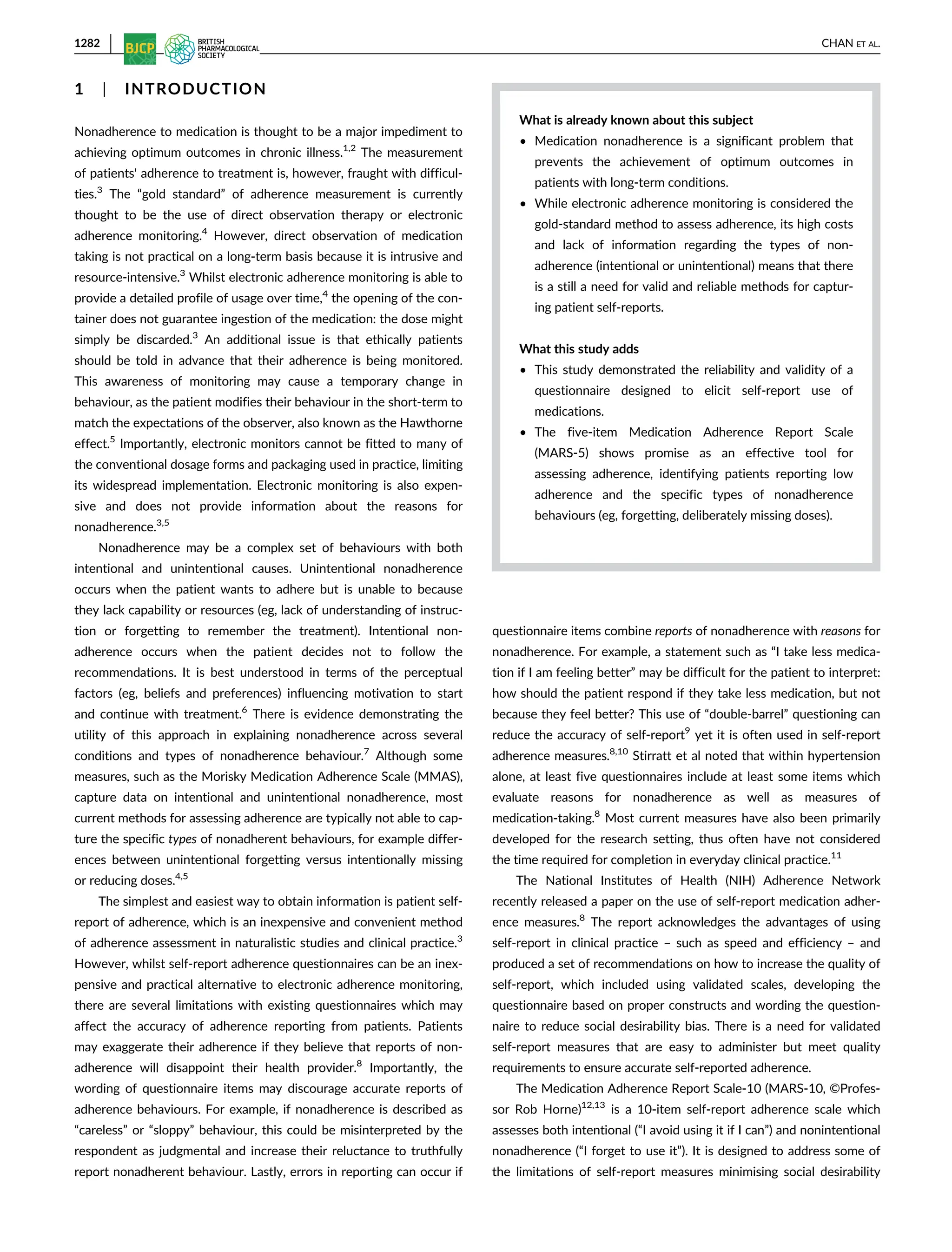 medication adherence reporting scale for | PDF