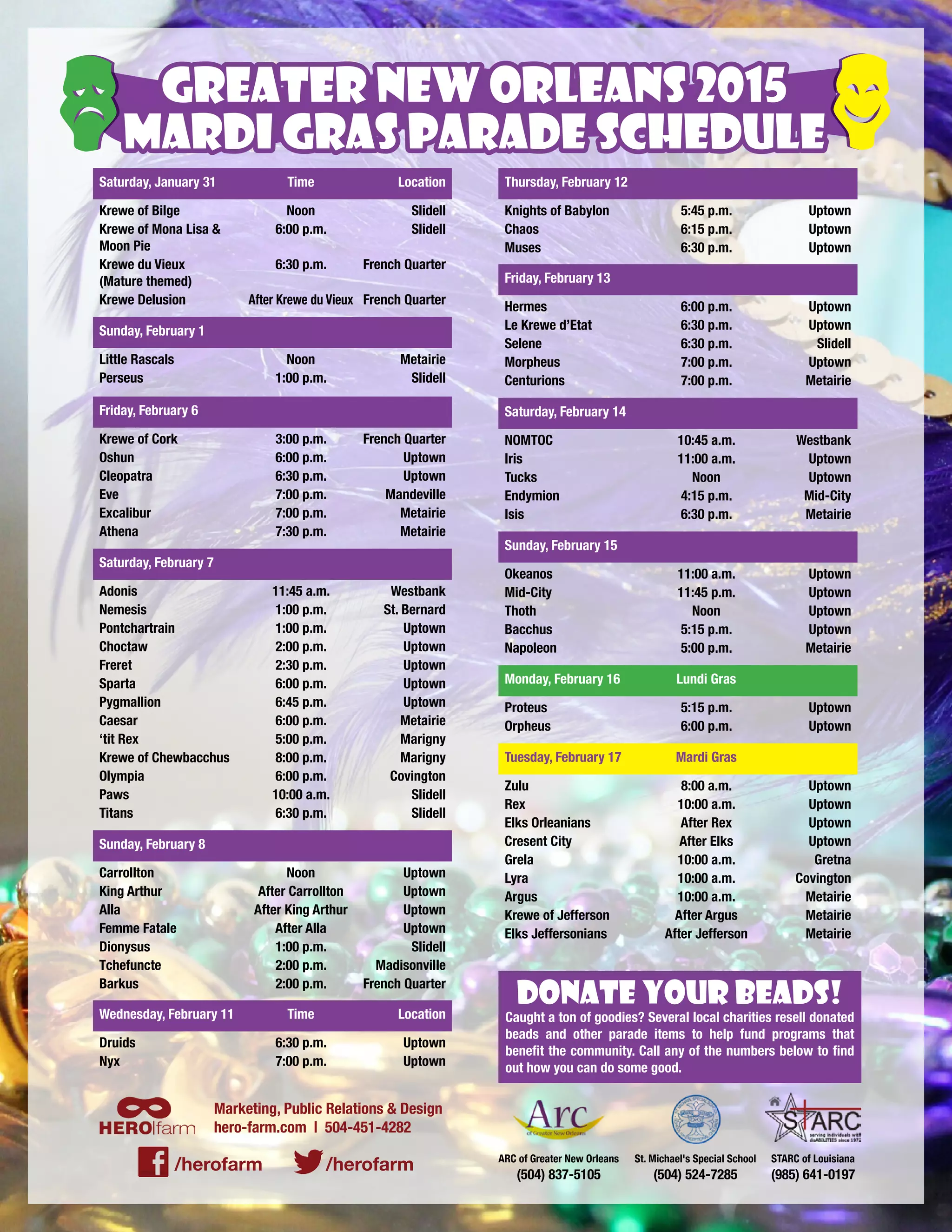 Mardi Gras 2015 Schedule - Greater New Orleans | PDF