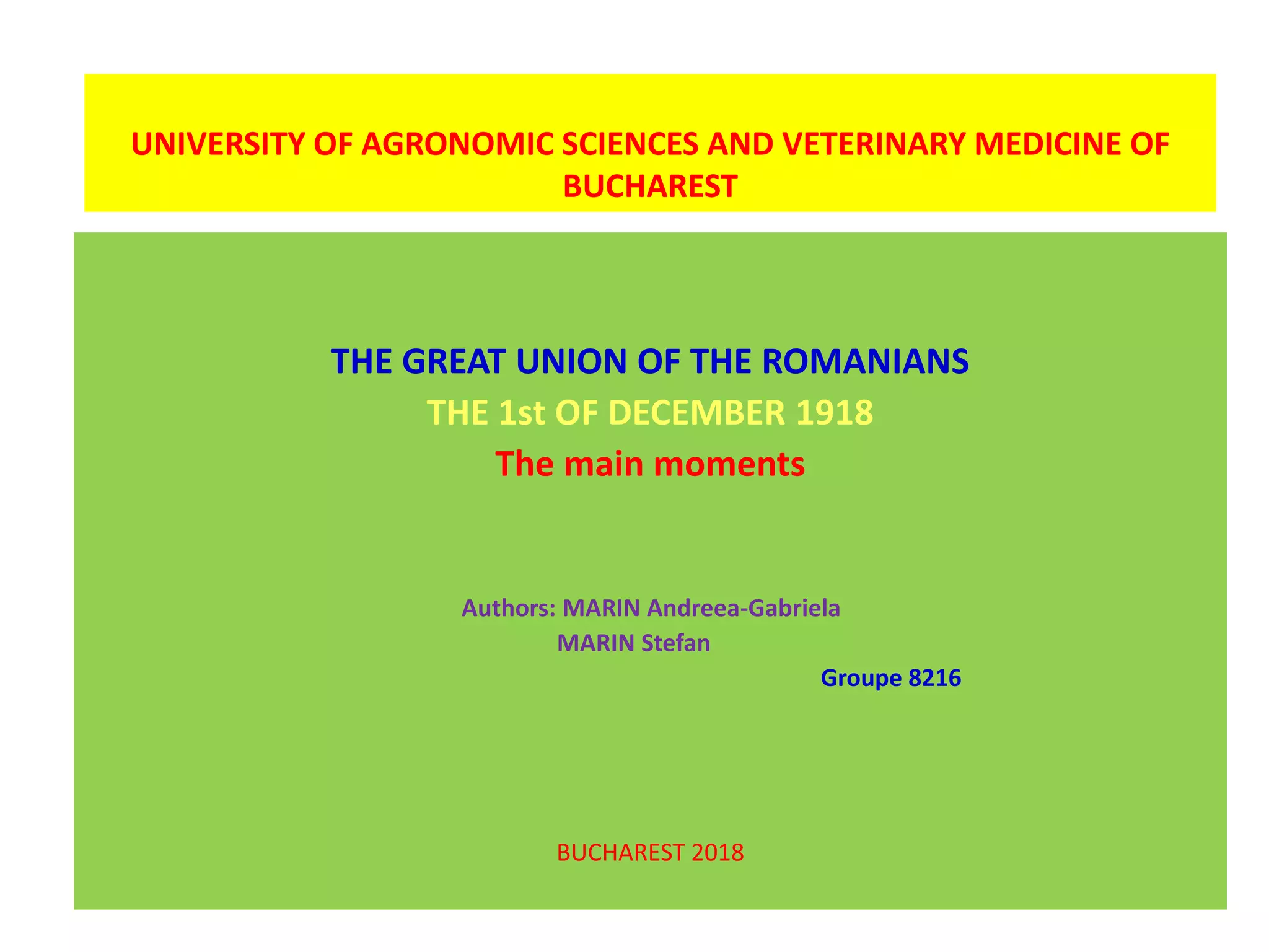 Marea unire 1918 | PPTX