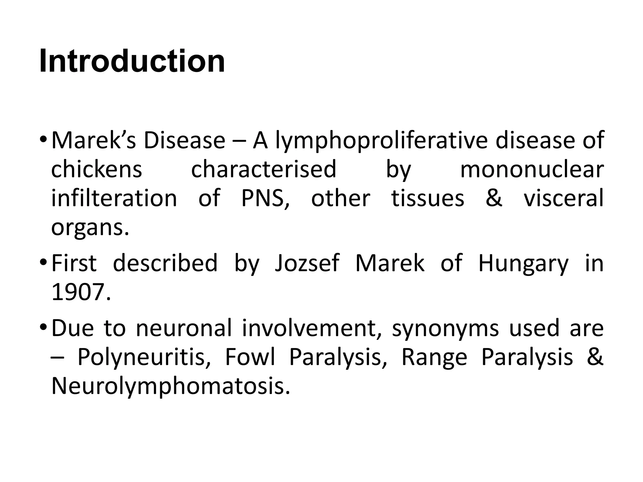 Mareks Disease of Poultry | PPTX
