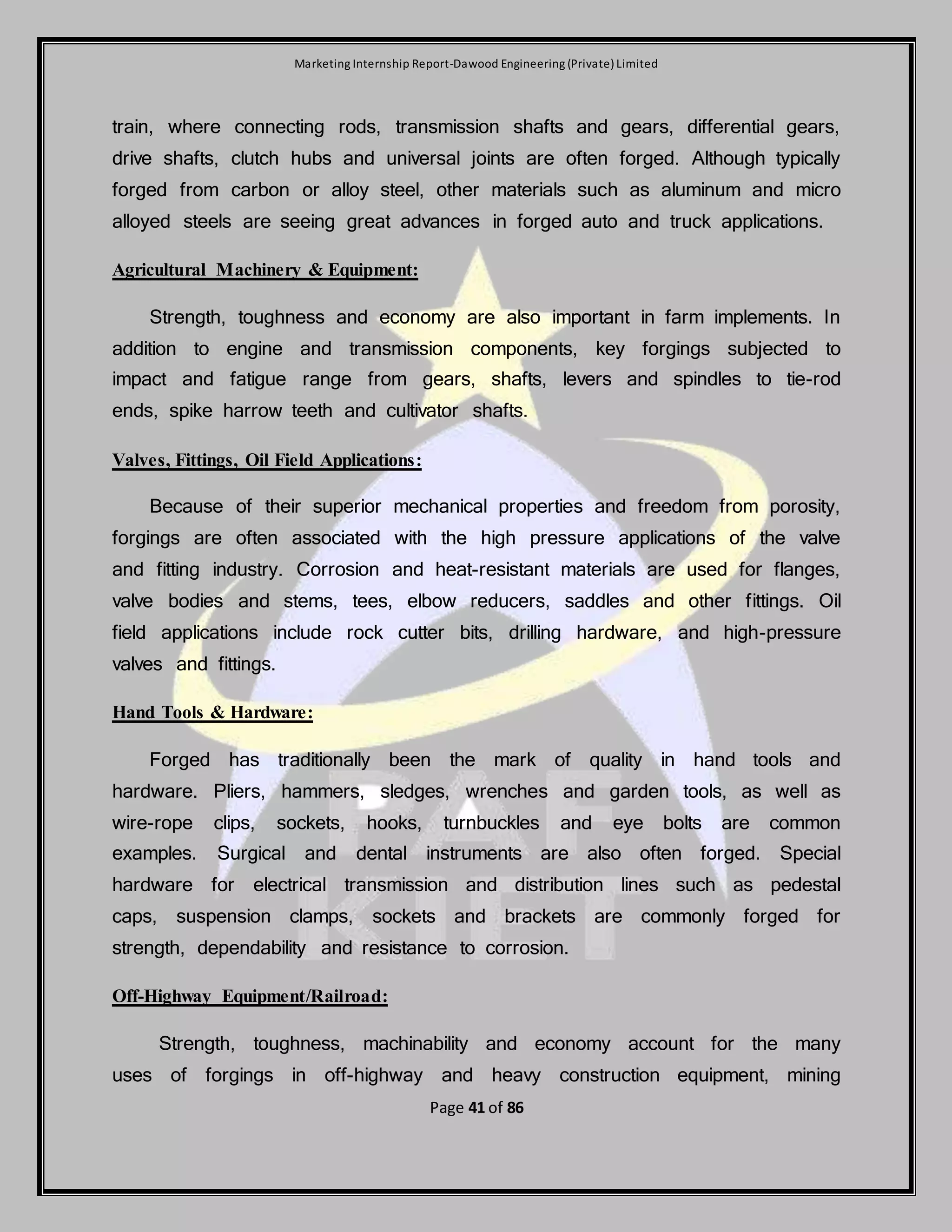 Internship Training Report of Dawood Engineering (Pvt.) Ltd. | DOCX