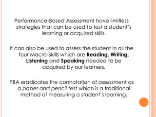 Performance-based Learning and Assessment: Issues | PPT
