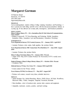 Margaret Gorman Resume | DOCX