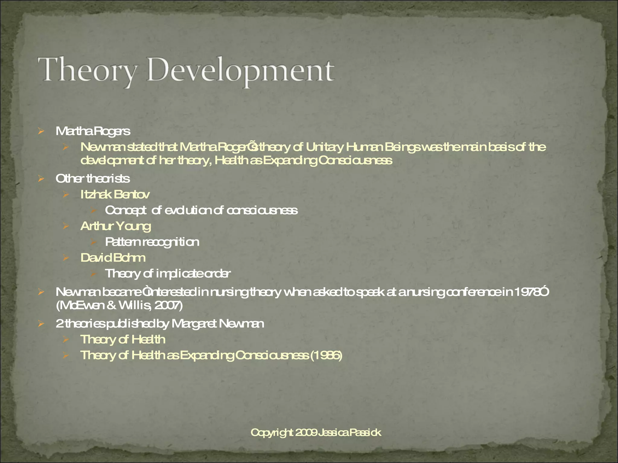 Margaret Newman: Health as Expanding Consciousness | PPT