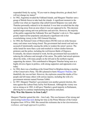 Margaret Thatcher: The Iron Lady Who Reshaped Britain | CIO Women ...