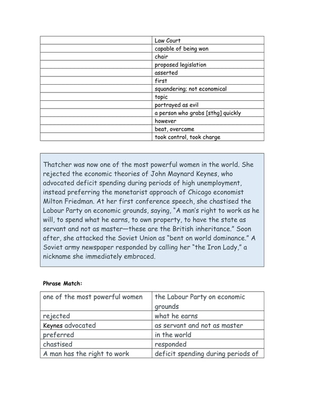 Margaret Thatcher Some Activities | PDF