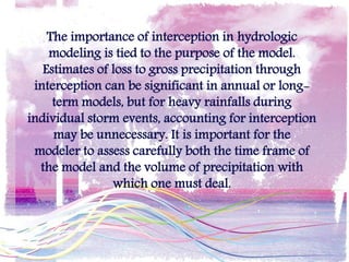 Interception and Depression Storage | PPTX
