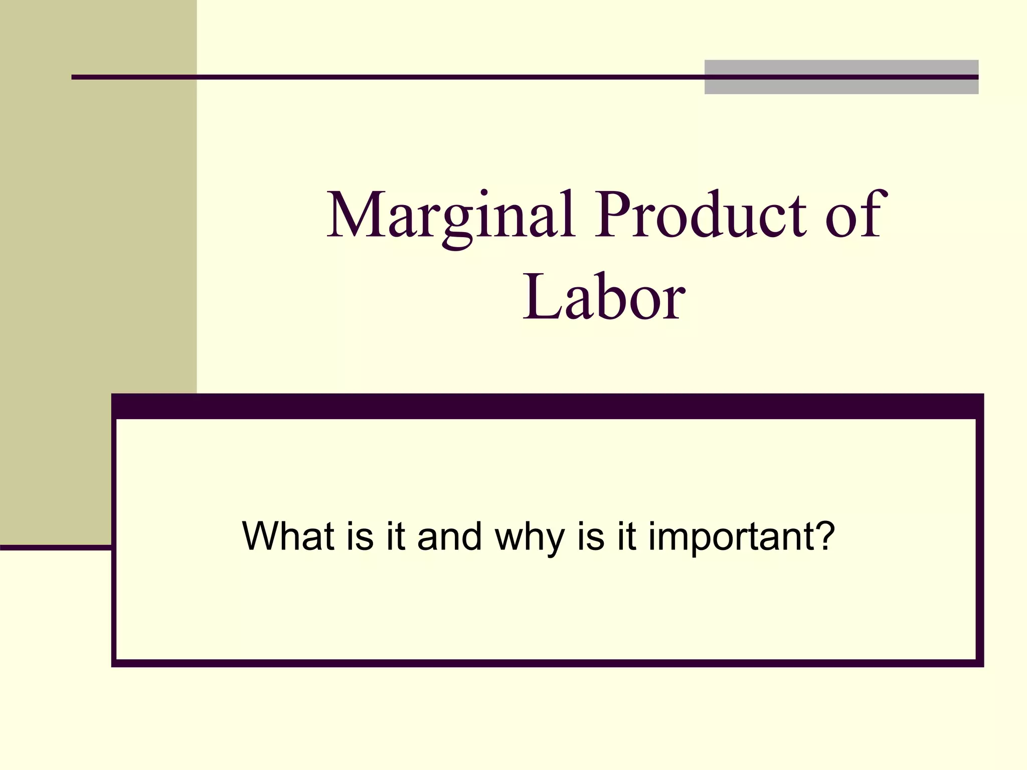 Marginal Product of Labor | PPTX
