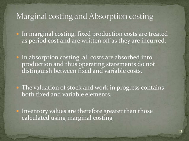 Marginal and absorption costing | PPT | Stocks and Bonds | Personal ...