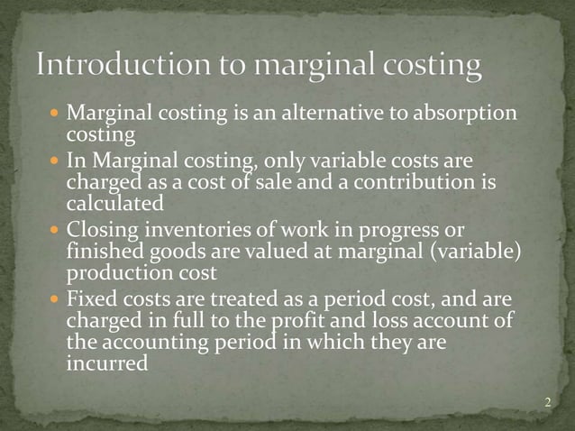 Marginal and absorption costing | PPT | Stocks and Bonds | Personal ...