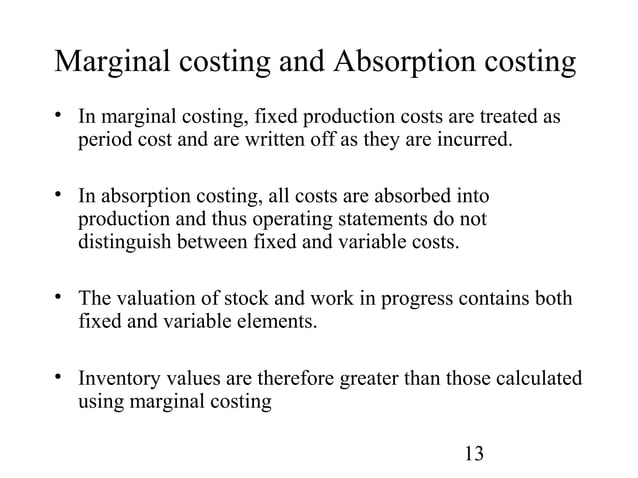 Marginal and absorption costing | PPT | Stocks and Bonds | Personal ...