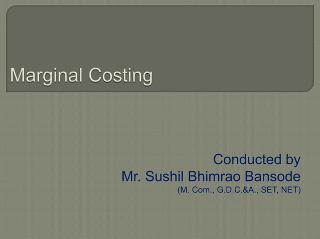 Marginal costing | PPTX
