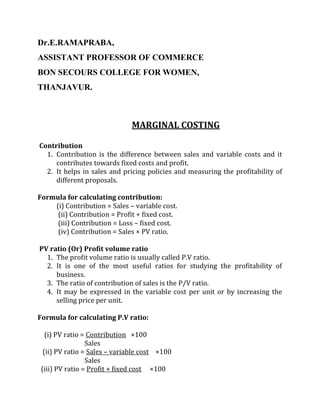 Marginal costing | PDF | Business Accounting & Finance | Business