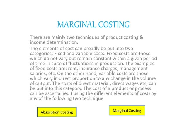 MARGINAL COSTING -pptx | PPTX
