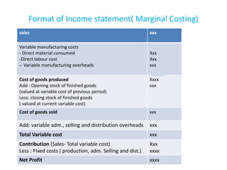 MARGINAL COSTING -pptx | PPTX