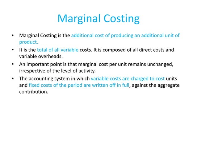 MARGINAL COSTING -pptx | PPTX