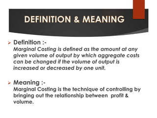 Marginal costing & concepts | PPT