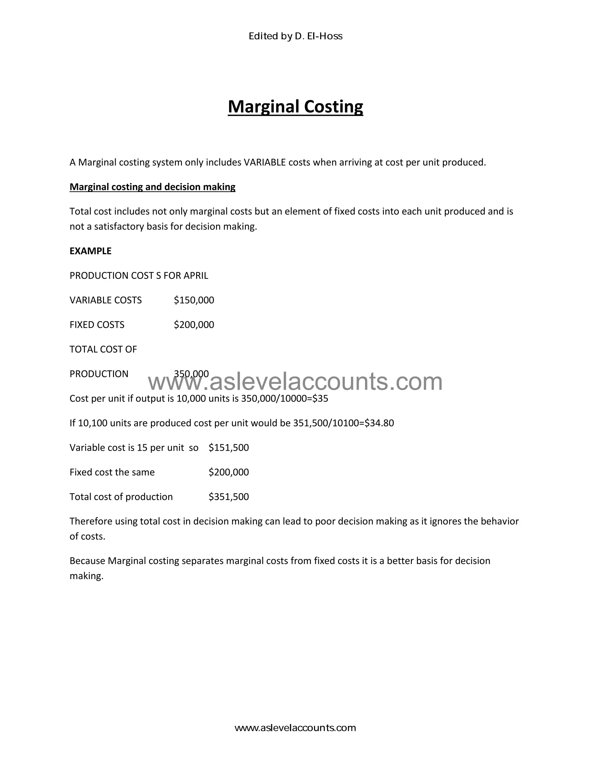 Marginal costing notes | PDF