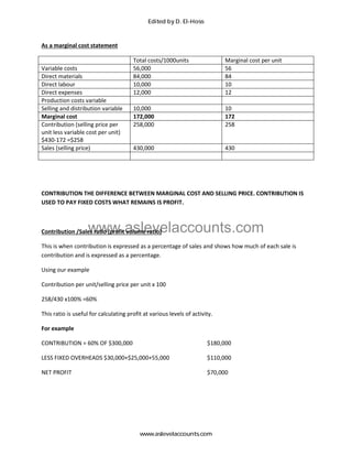 Marginal costing notes | PDF