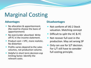 Marginal Costing vs Absorption Costing - ACCA - F5 | PPTX