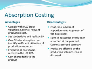 Marginal Costing vs Absorption Costing - ACCA - F5 | PPTX