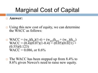 Marginal cost of capital (Ali) | PPTX