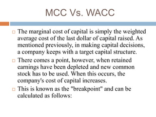 Marginal cost of capital (Ali) | PPTX