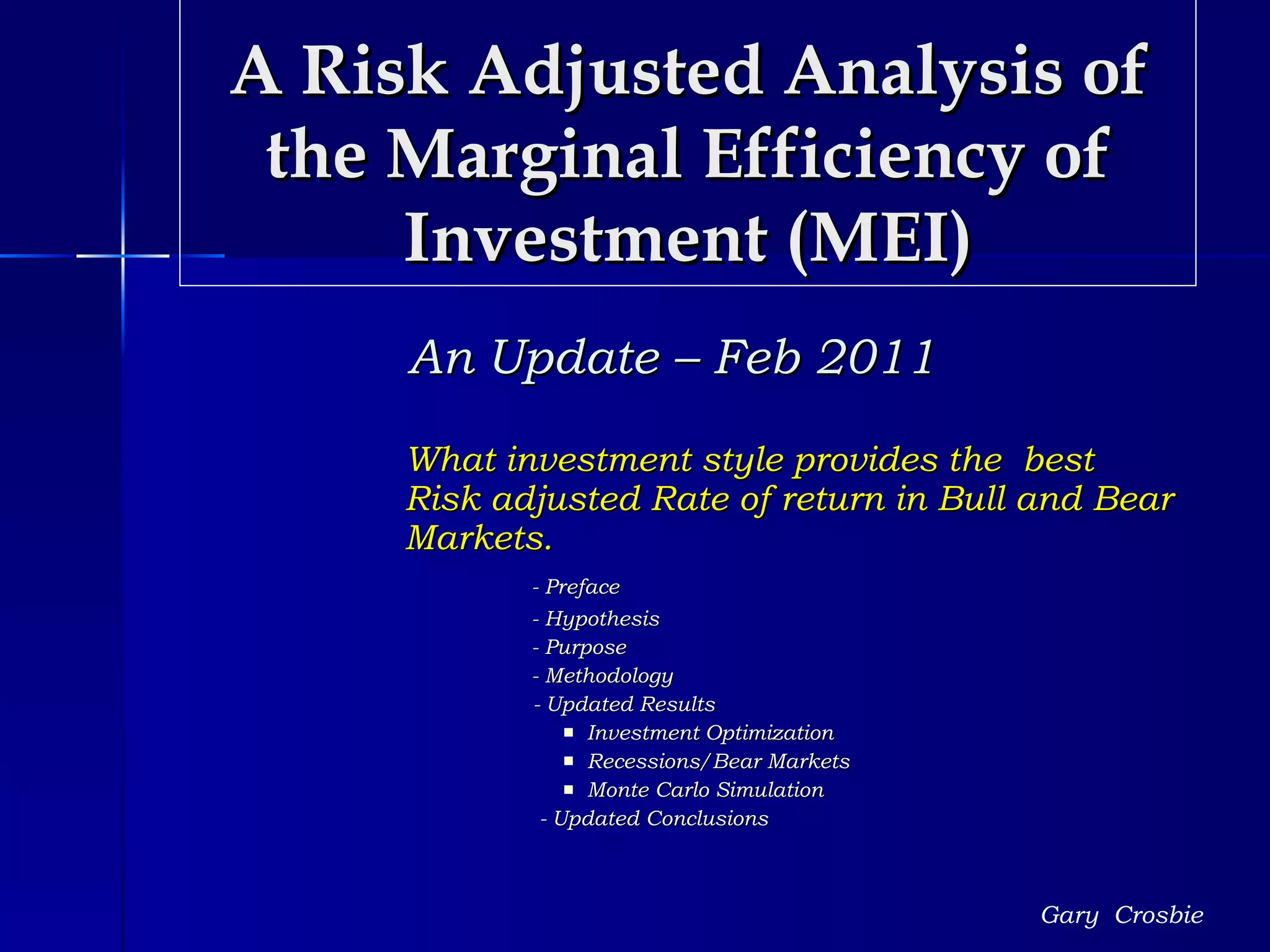 Marginal Efficiency Of Investment(Mei) Revised Feb 2011 | PPT