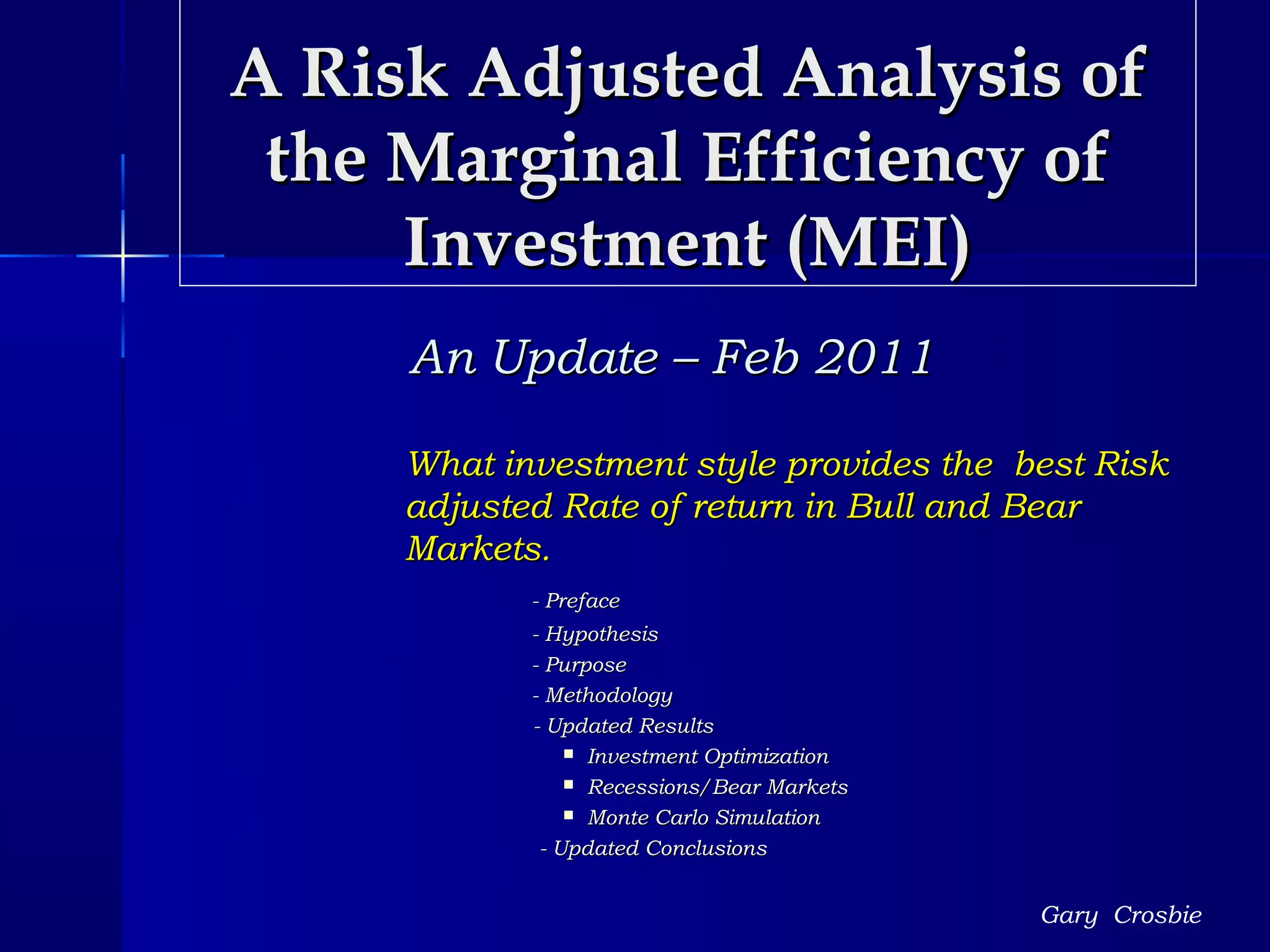 Marginal Efficiency Of Investment(Mei) Revised Feb 2011 | PPT