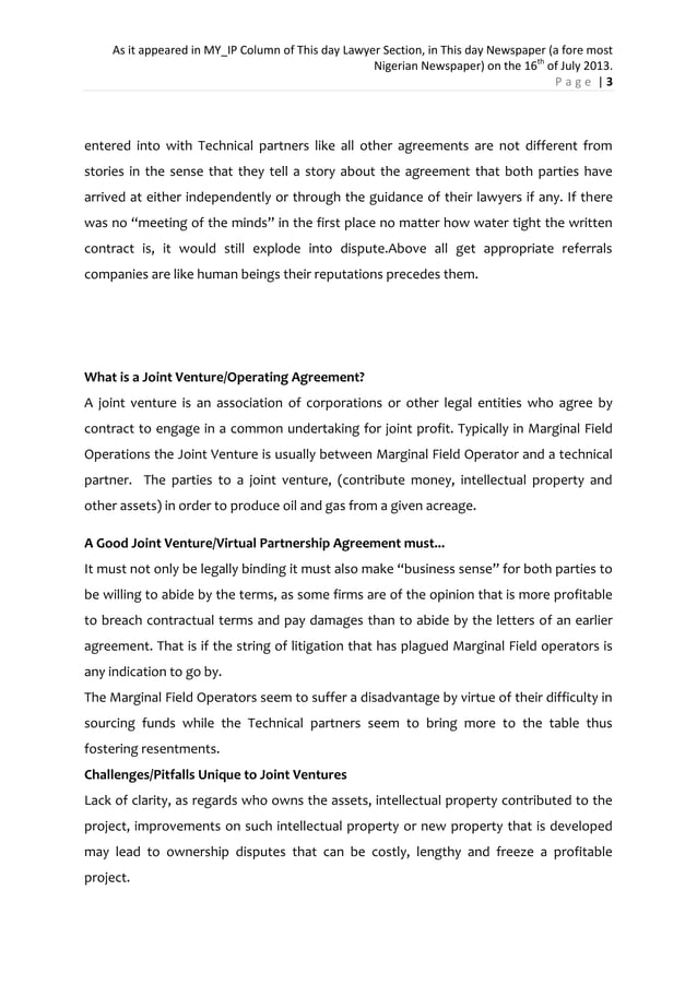 Marginal Field Operations...What You Need To Know by Olufola Wusu esq ...