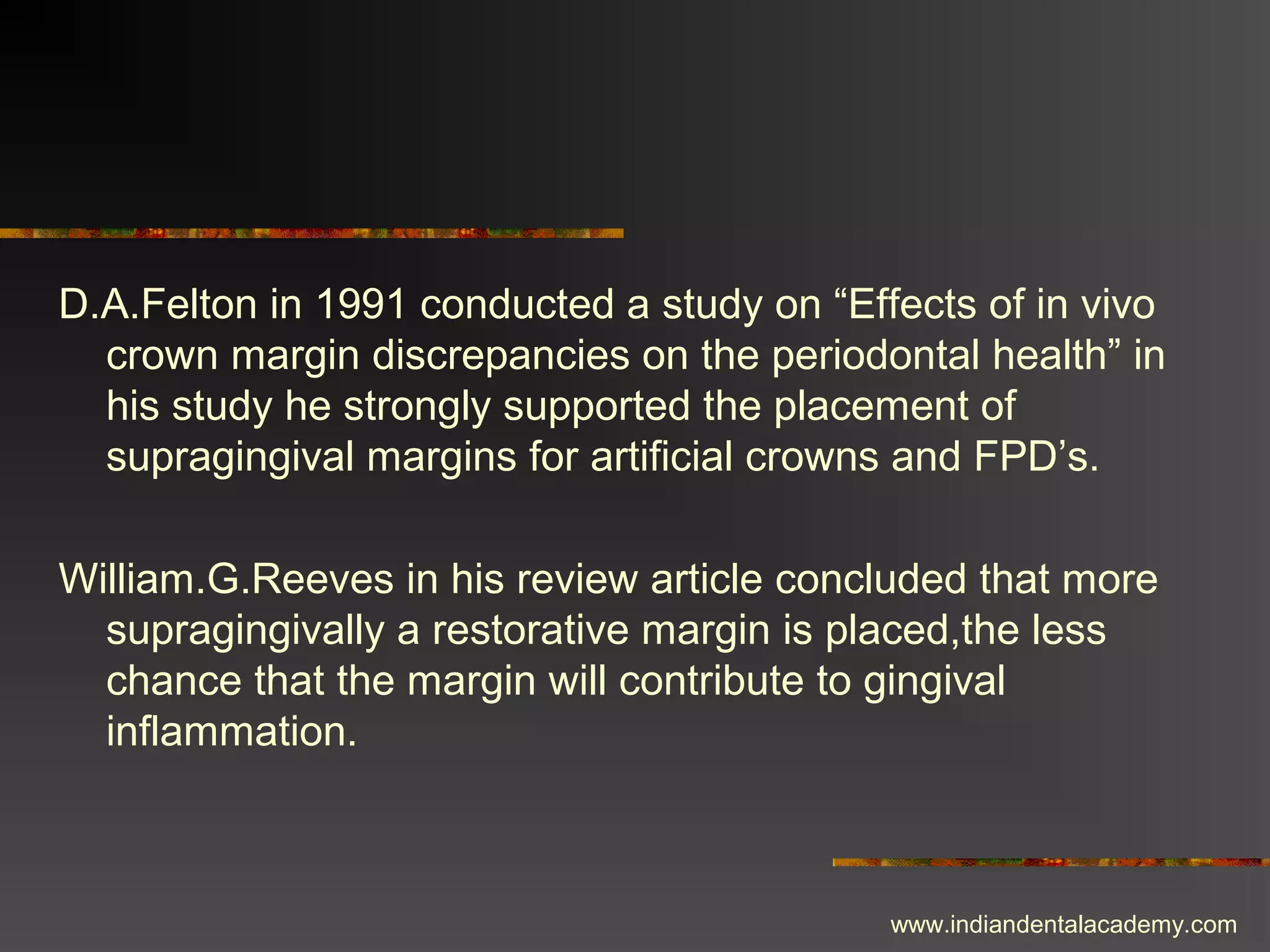 Marginal intergity and periodontal considerations/certified fixed ...