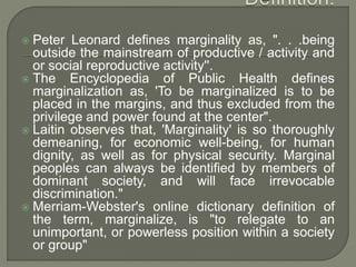 Marginalisation.pptx | Debated Sensitive Social Issues | Sensitive Topics