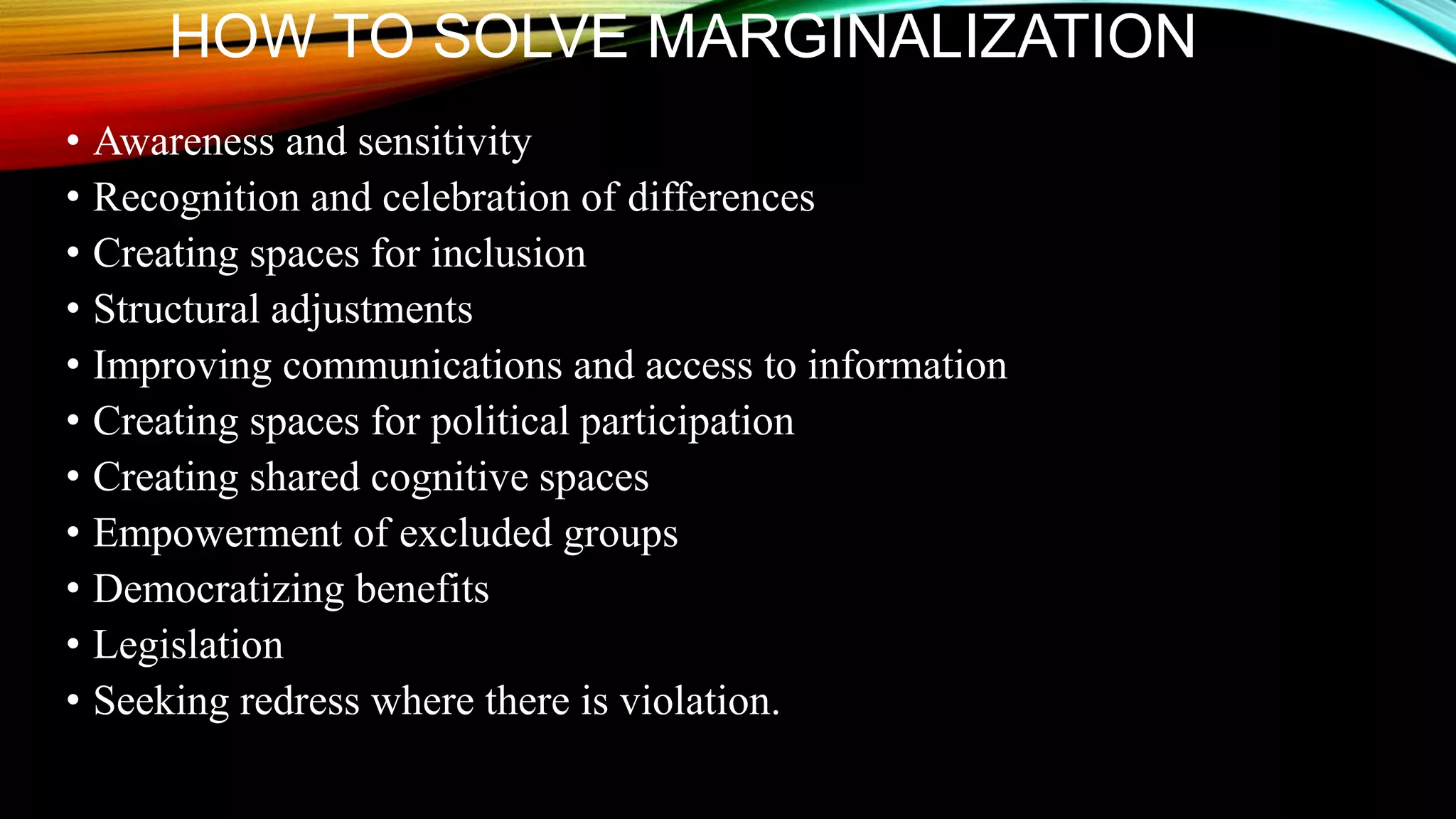 Marginalization and economic development,the role of human right | PPTX
