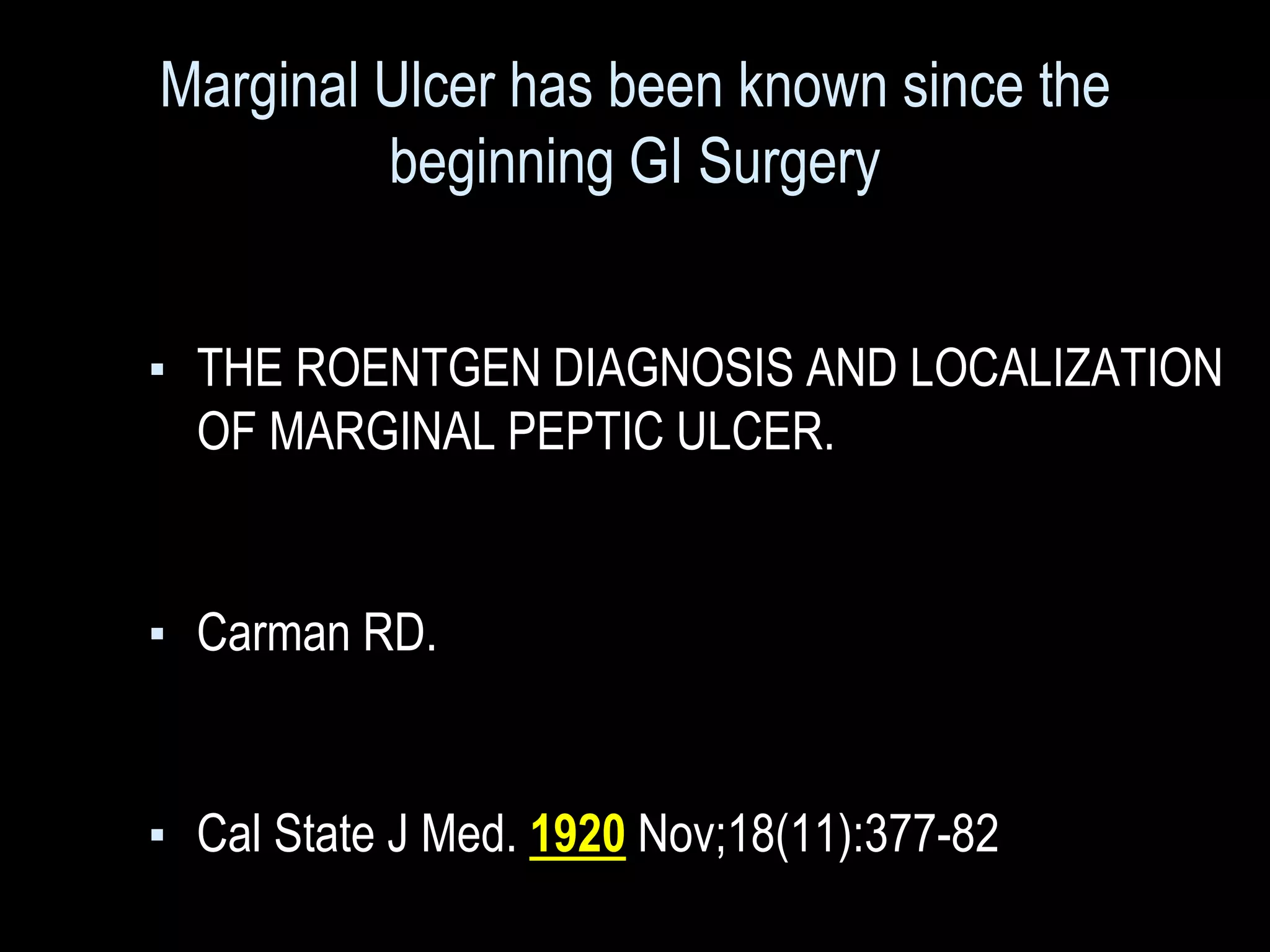 Marginal ulcer gastric bypass (MGB vs RNY) | PPTX