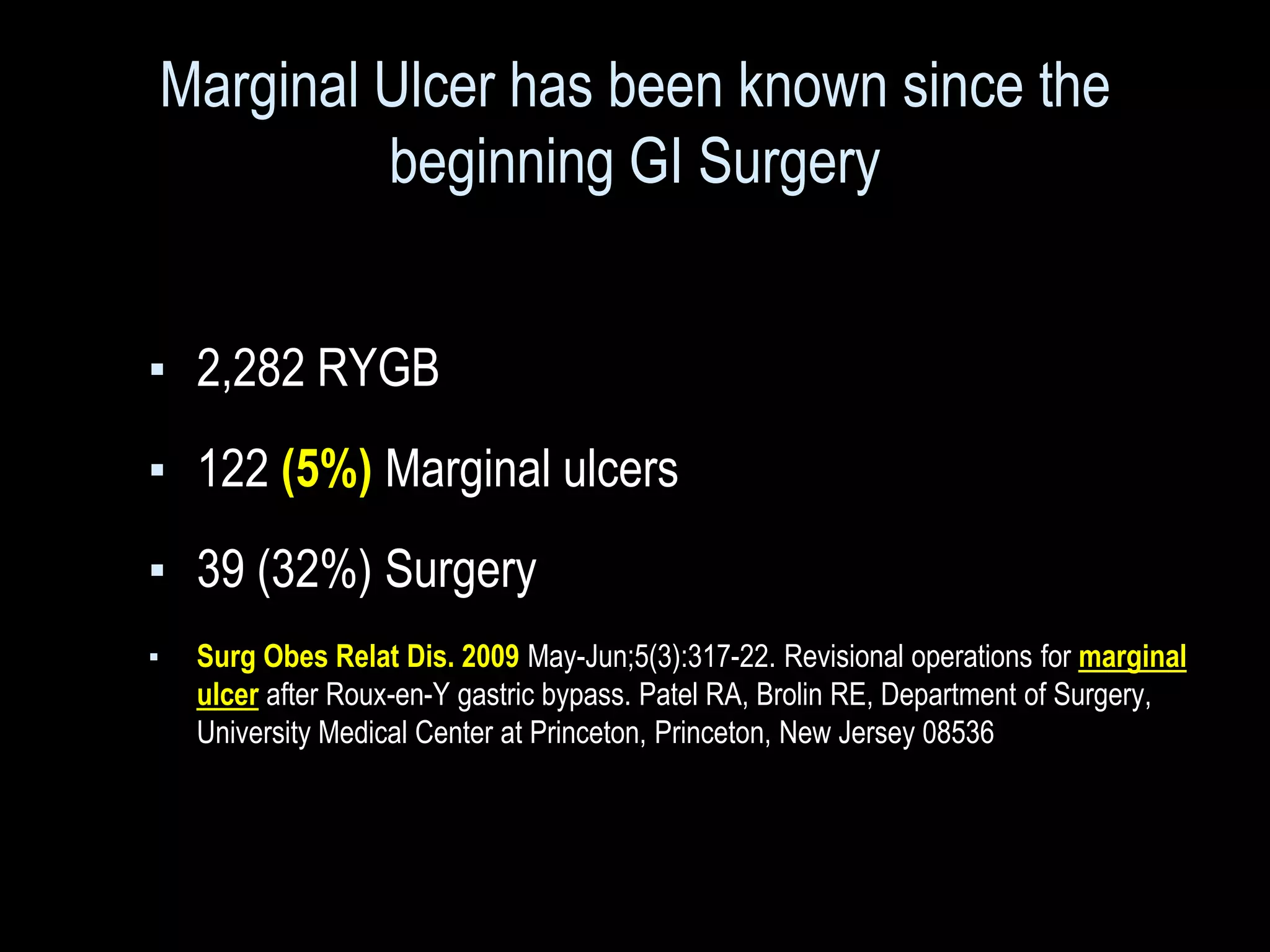 Marginal ulcer gastric bypass (MGB vs RNY) | PPTX