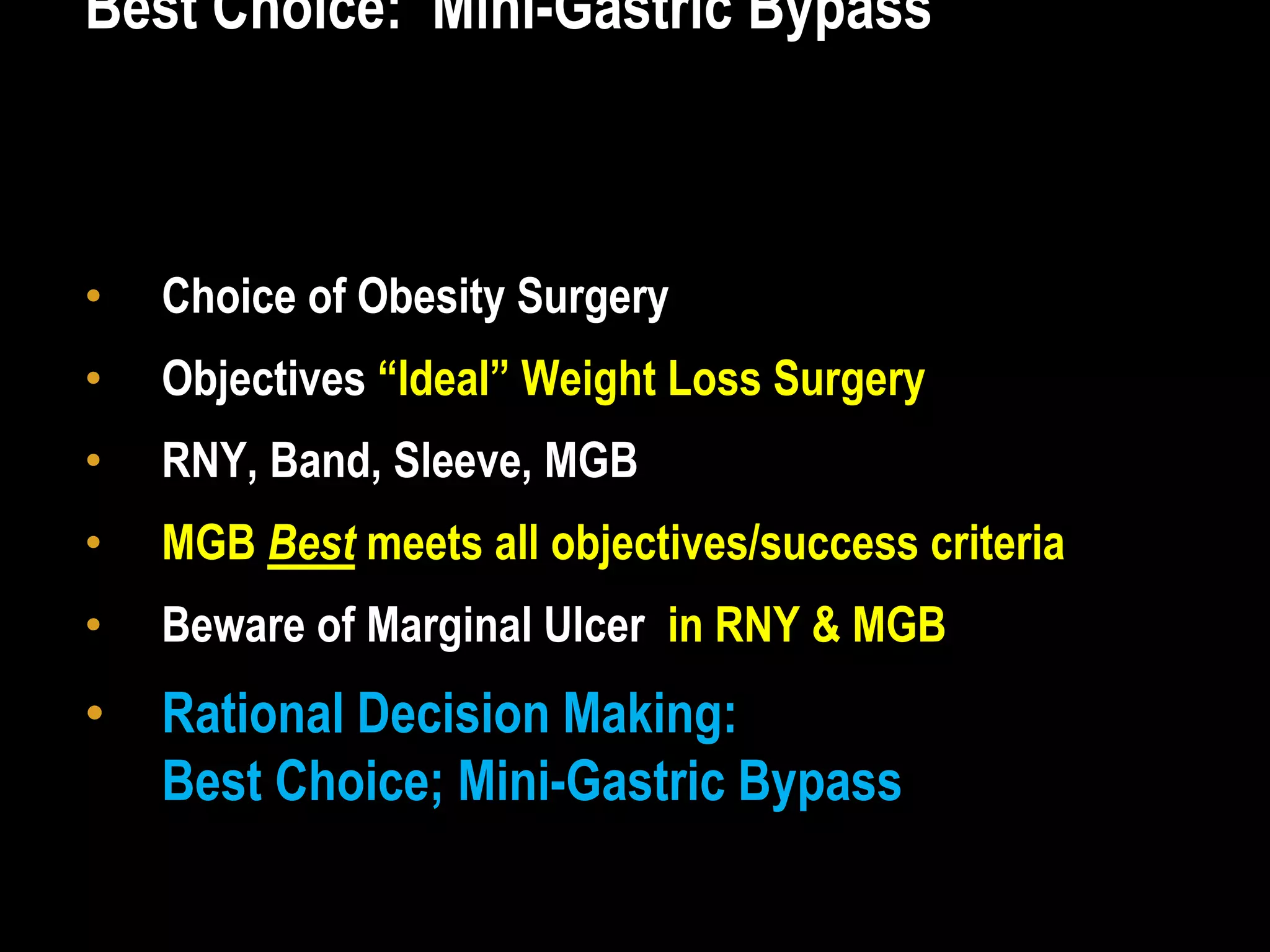 Marginal ulcer gastric bypass (MGB vs RNY) | PPTX