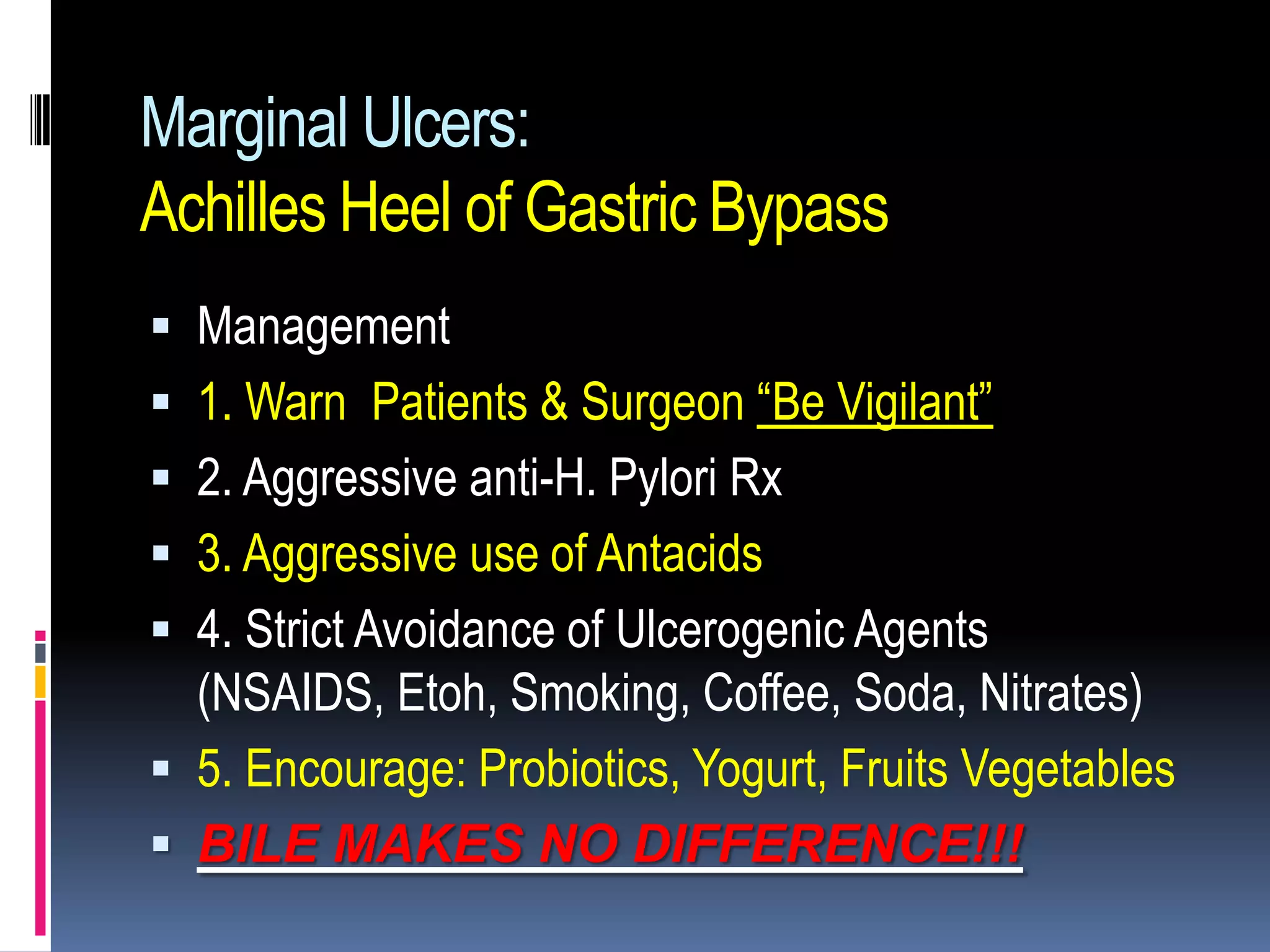 Marginal ulcer gastric bypass | PPTX
