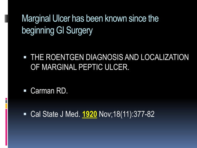 Marginal ulcer gastric bypass | PPT