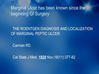 Marginal Ulcer after Gastric Bypass; | PPT