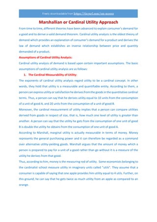 Marginal utility approach | PDF