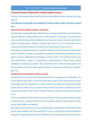 Marginal utility approach | PDF