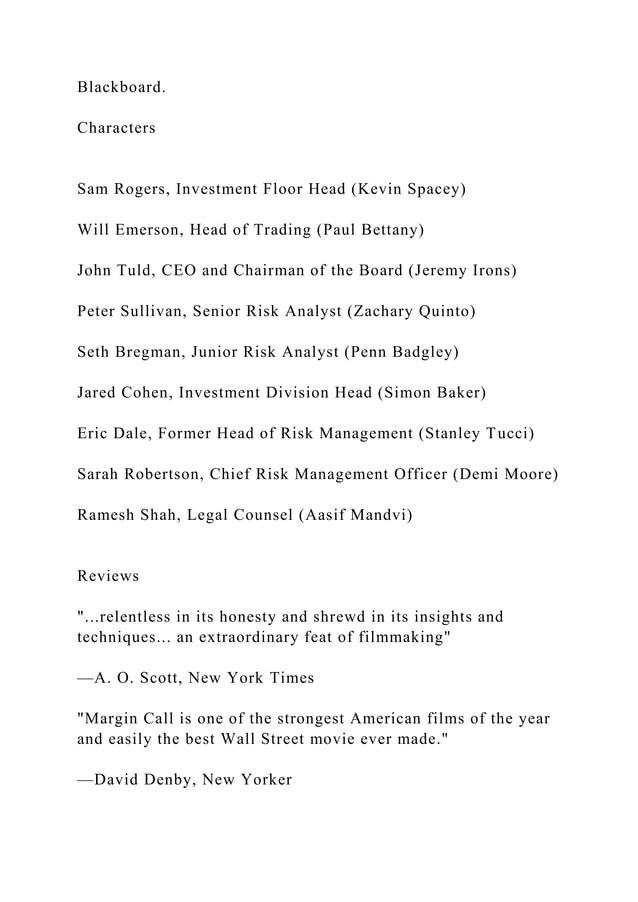 Margin CallAssignmentWrite a paper responding to one.docx