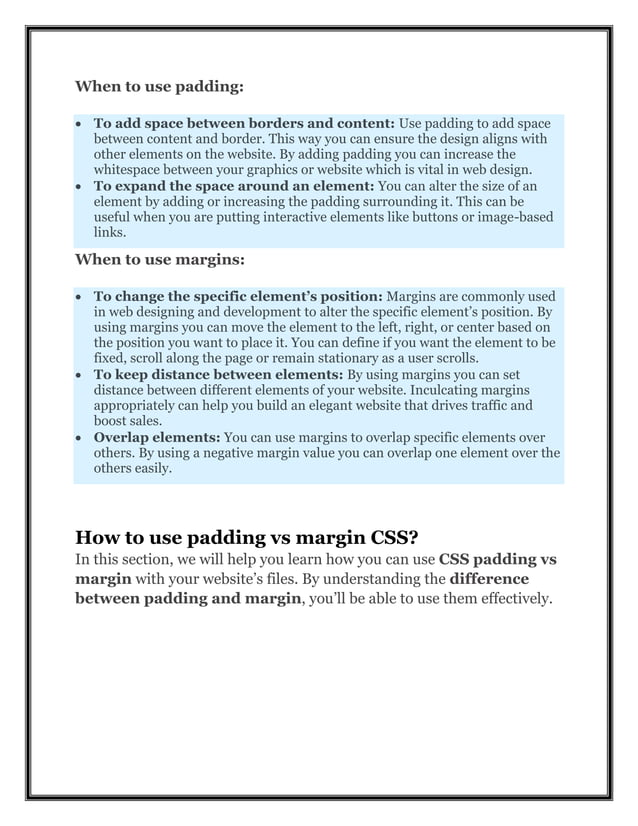 Margin vs Padding.pdf | Web Design and HTML | Internet