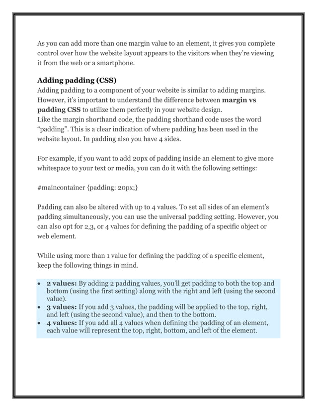 Margin vs Padding.pdf | Web Design and HTML | Internet